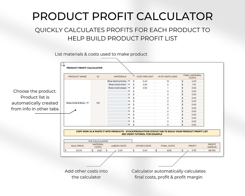 Inventory Tracker Template: Google Sheets, Product Profit Calculator ...
