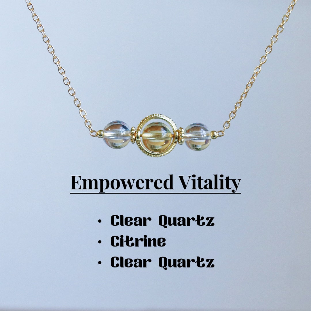 Crystal Protection Necklace, Clear Quartz -citrine, 6-7mm Beaded ...