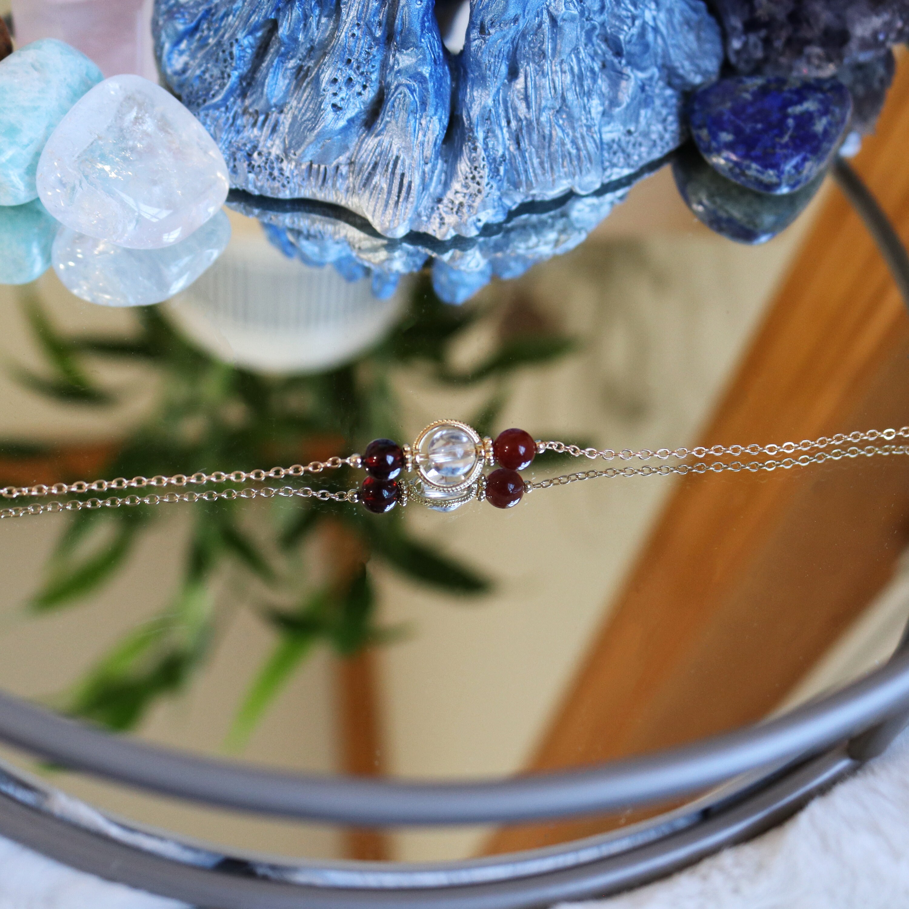 Aries Crystal Necklace, Garnet-clear Quartz-carnelian, Zodiac Crystal ...