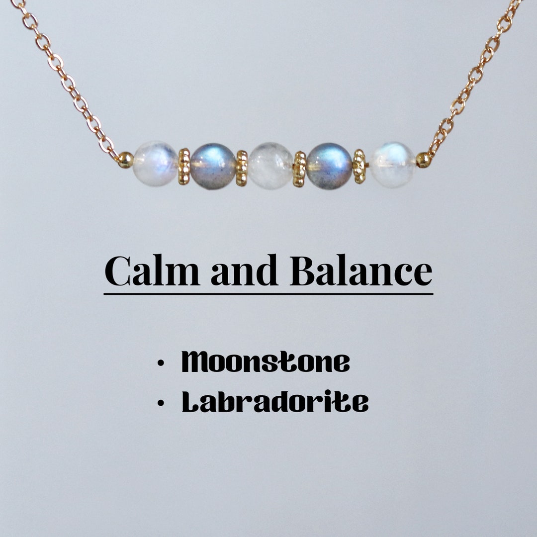 Moonstone Protection Necklace, Moonstone-labradorite,5-6mm Beaded ...