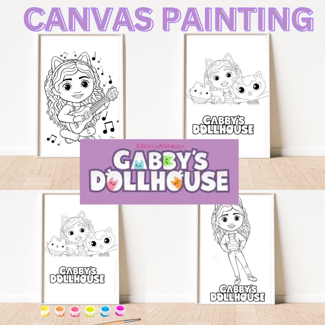 Paint Your Own- GABBYS DOLLHOUSE- Party- Kids Painting Party- Canvas ...