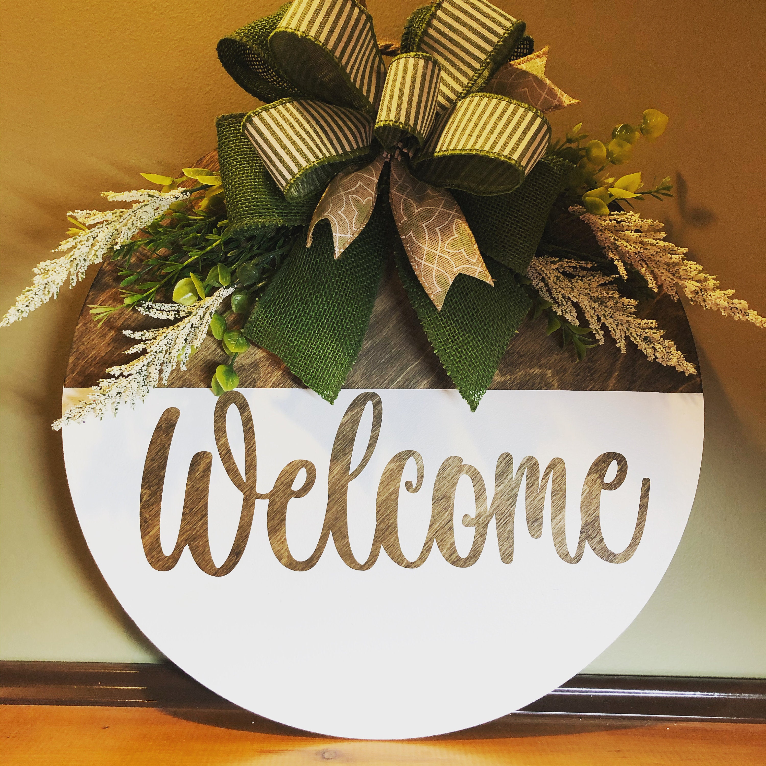 Welcome Circle Sign Welcome Wood Sign Round Hanging Sign | Etsy