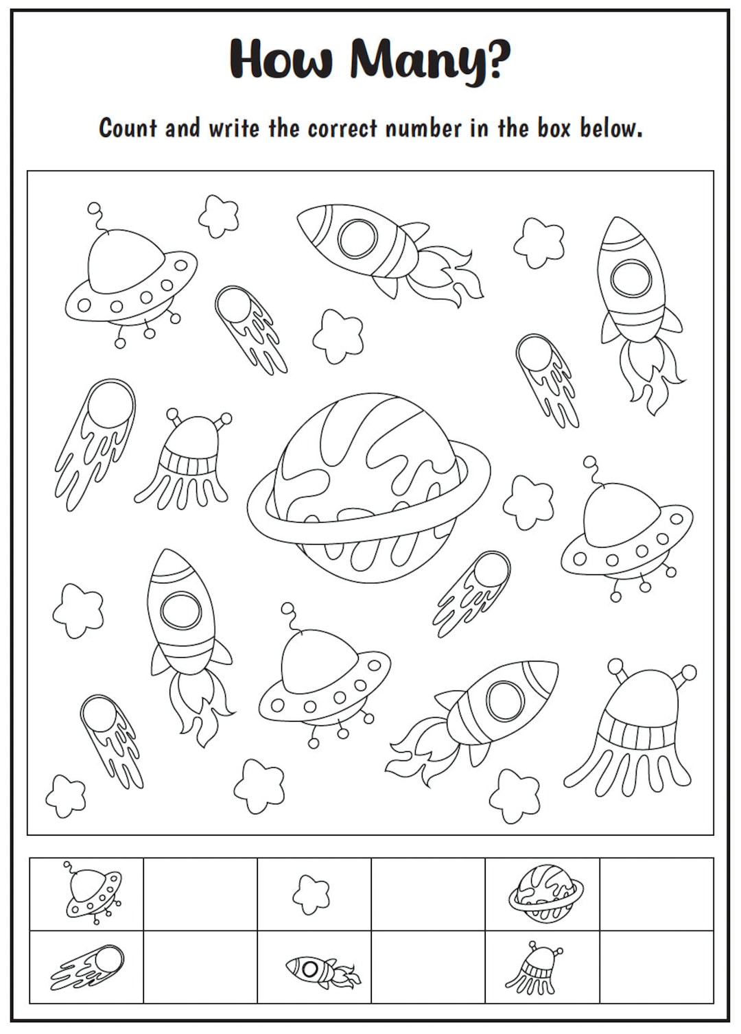 5 Page Preschool Space Activity Worksheets - Fun & Educational ...