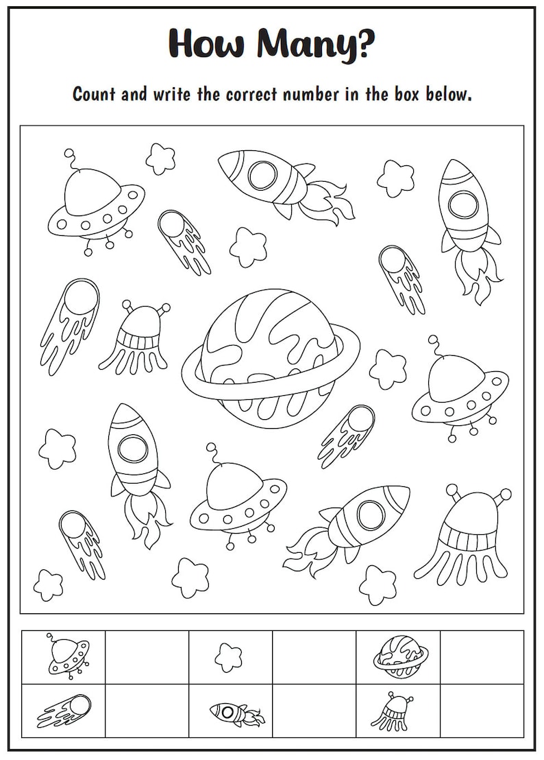 Preschool Space Activity Worksheets: Fun Learning Pack (PDF) - Etsy