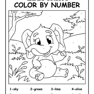 Printable Children's Animal Color by Numbers Pages - Set of 10 Fun and ...