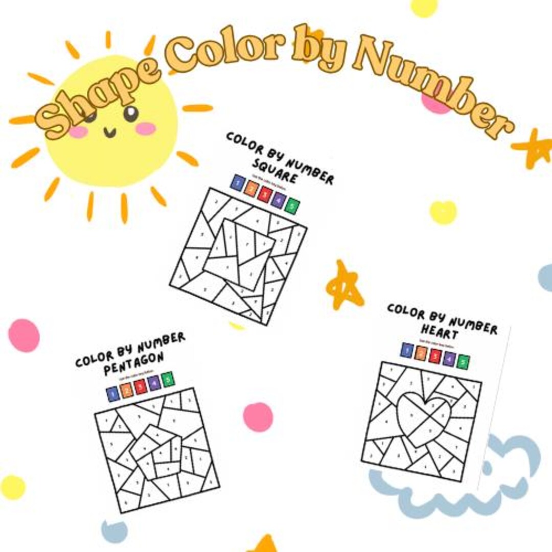 Color by Number Shape Worksheets | 4-page Printable Activity for Kids ...