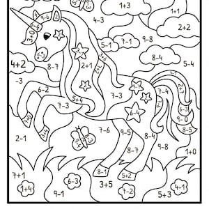 Children's Color by Number Printable Fantasy Princess, Unicorn PDF ...