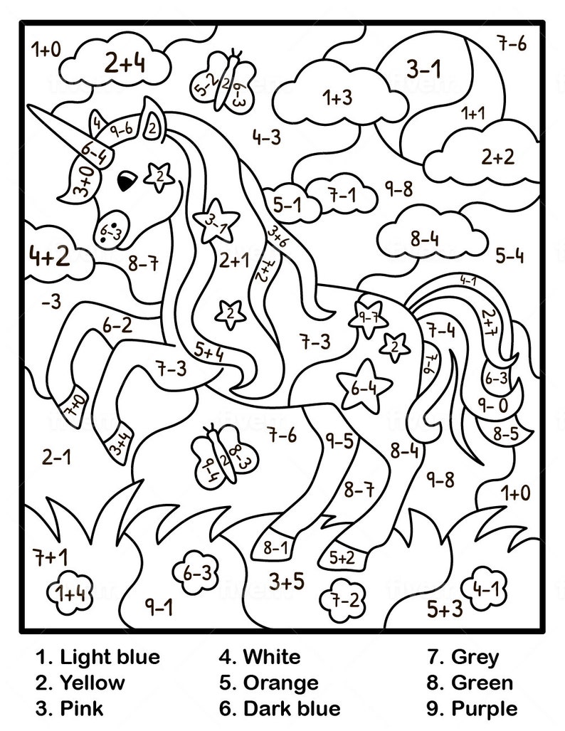 Children's Color by Number Printable Fantasy Princess, Unicorn | PDF ...