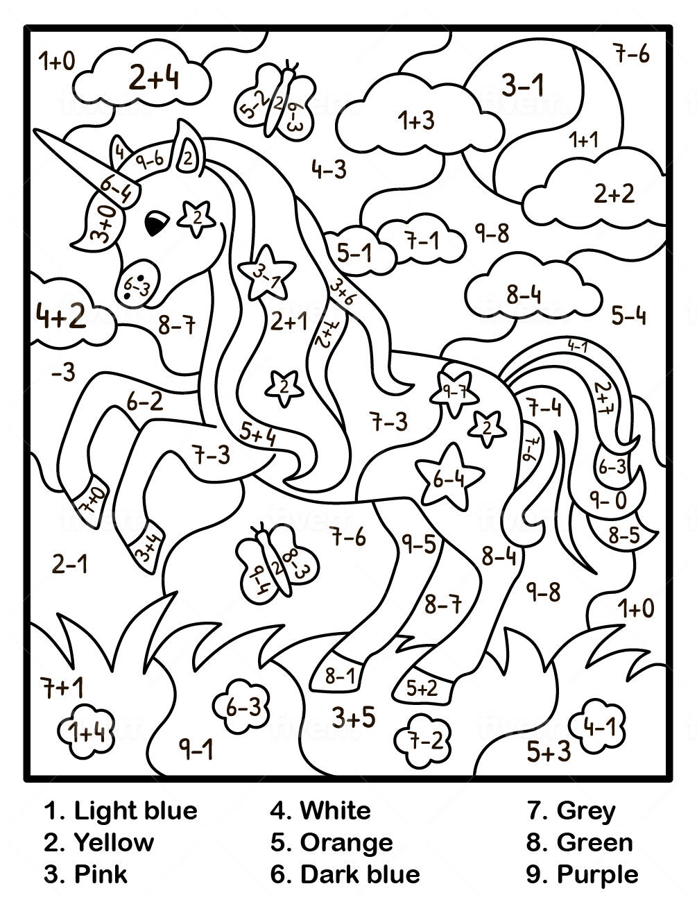 Children s Color By Number Printable Fantasy Princess Unicorn PDF children-s-color-by-number-printable-fantasy-princess-unicorn-pdf