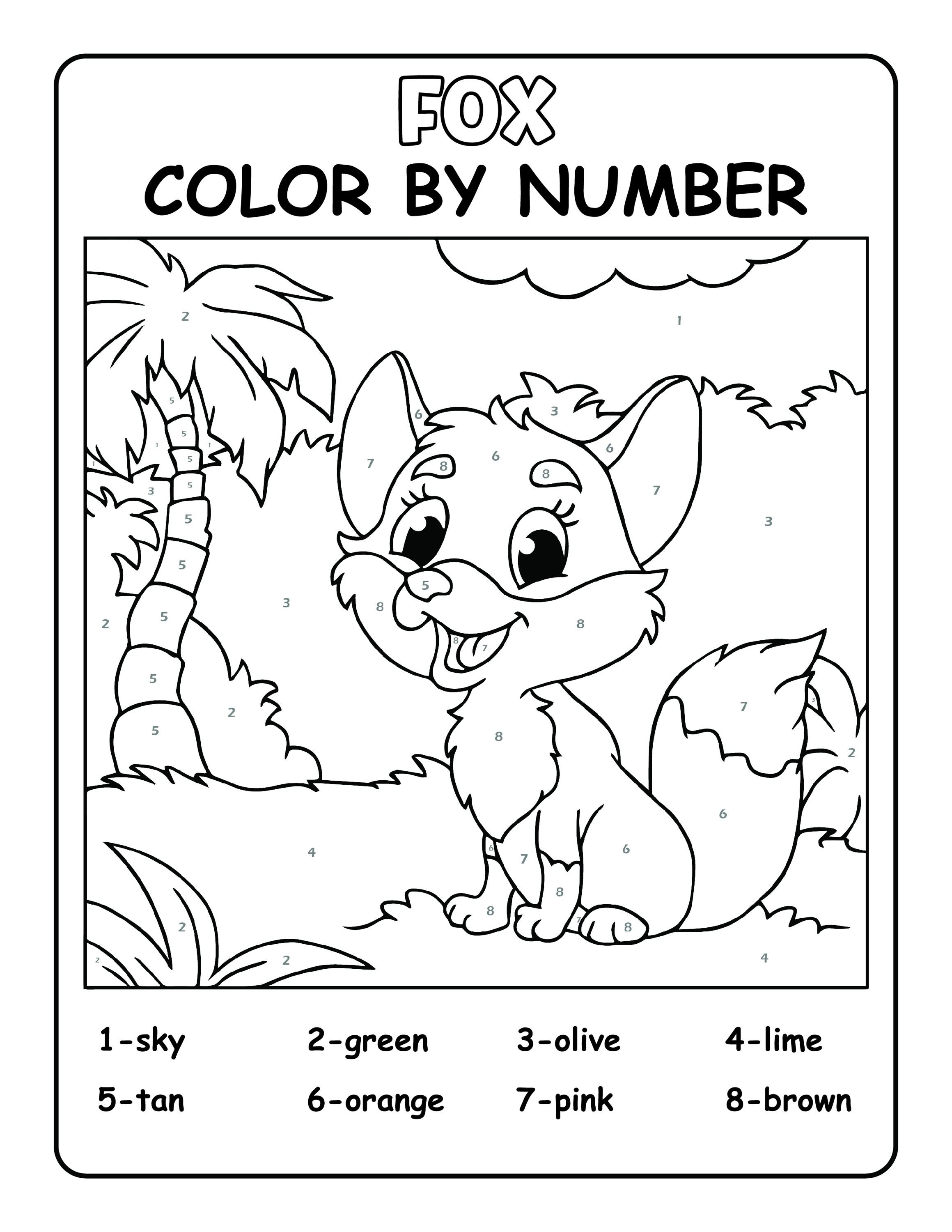 Printable Children's Animal Color by Numbers Pages - Set of 10 Fun and ...