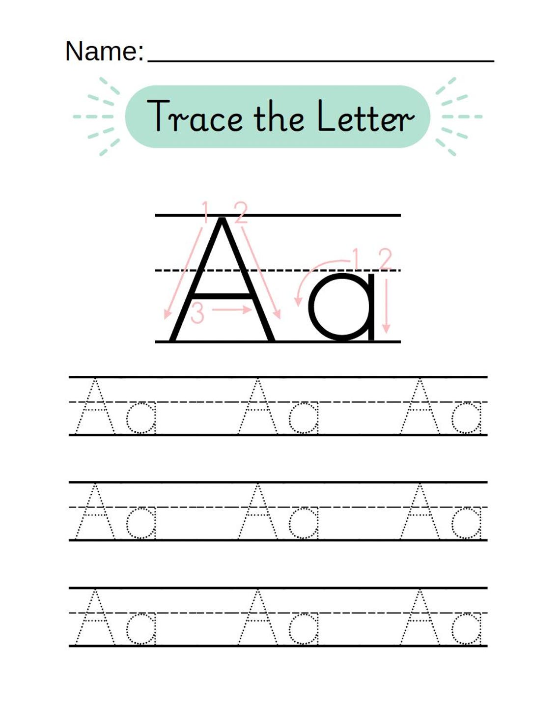 26 Printable Alphabet Tracing Worksheets for Kids | One Letter per Page ...