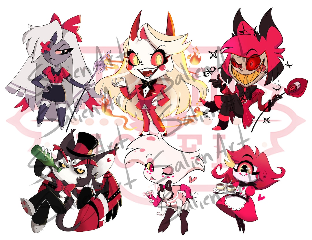 Hazbin Hotel Characters Stickers Pack. Prme Video Serie Cartoon ...