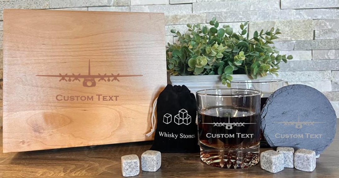 C-130 Laser Engraved Whiskey Box Set - Etsy
