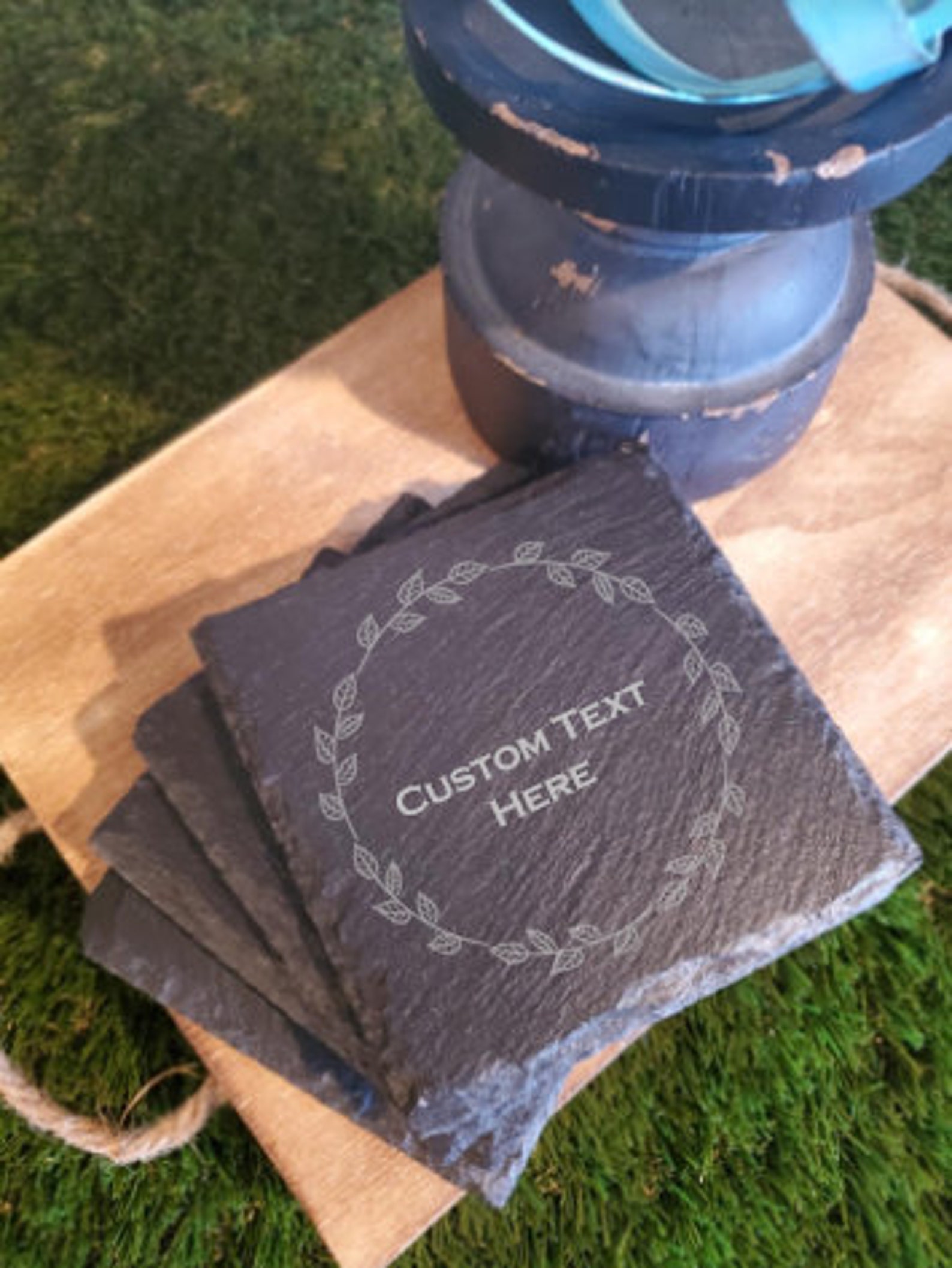 Monogram Custom Slate Coaster Set - Etsy