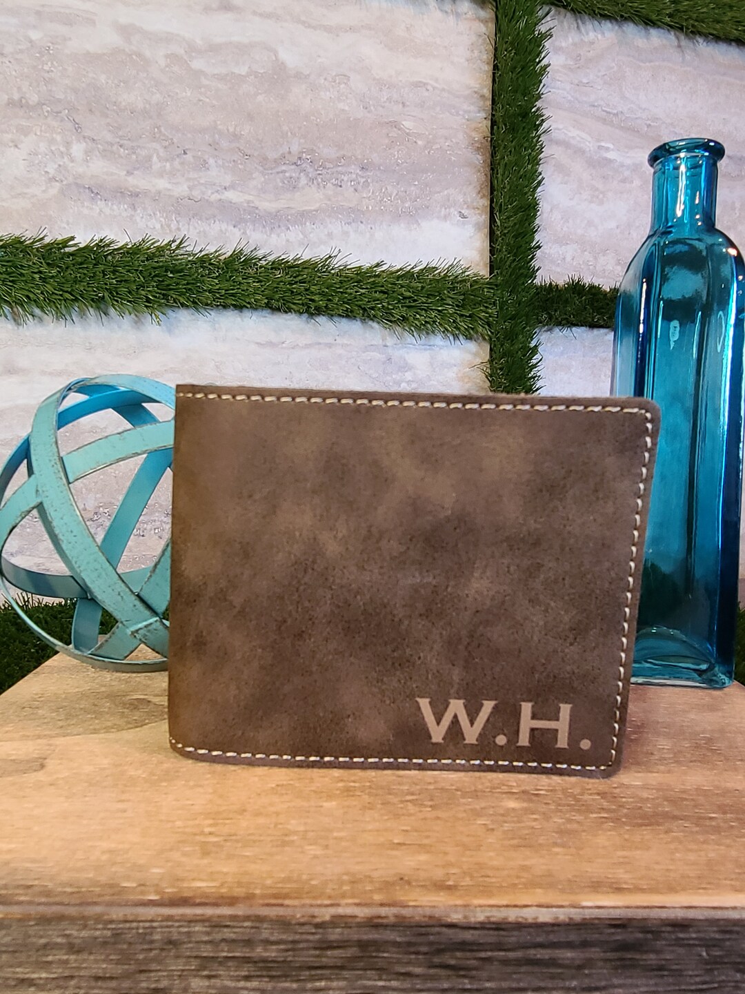 Personalized Rustic Gold Initial Leatherette Wallet - Etsy