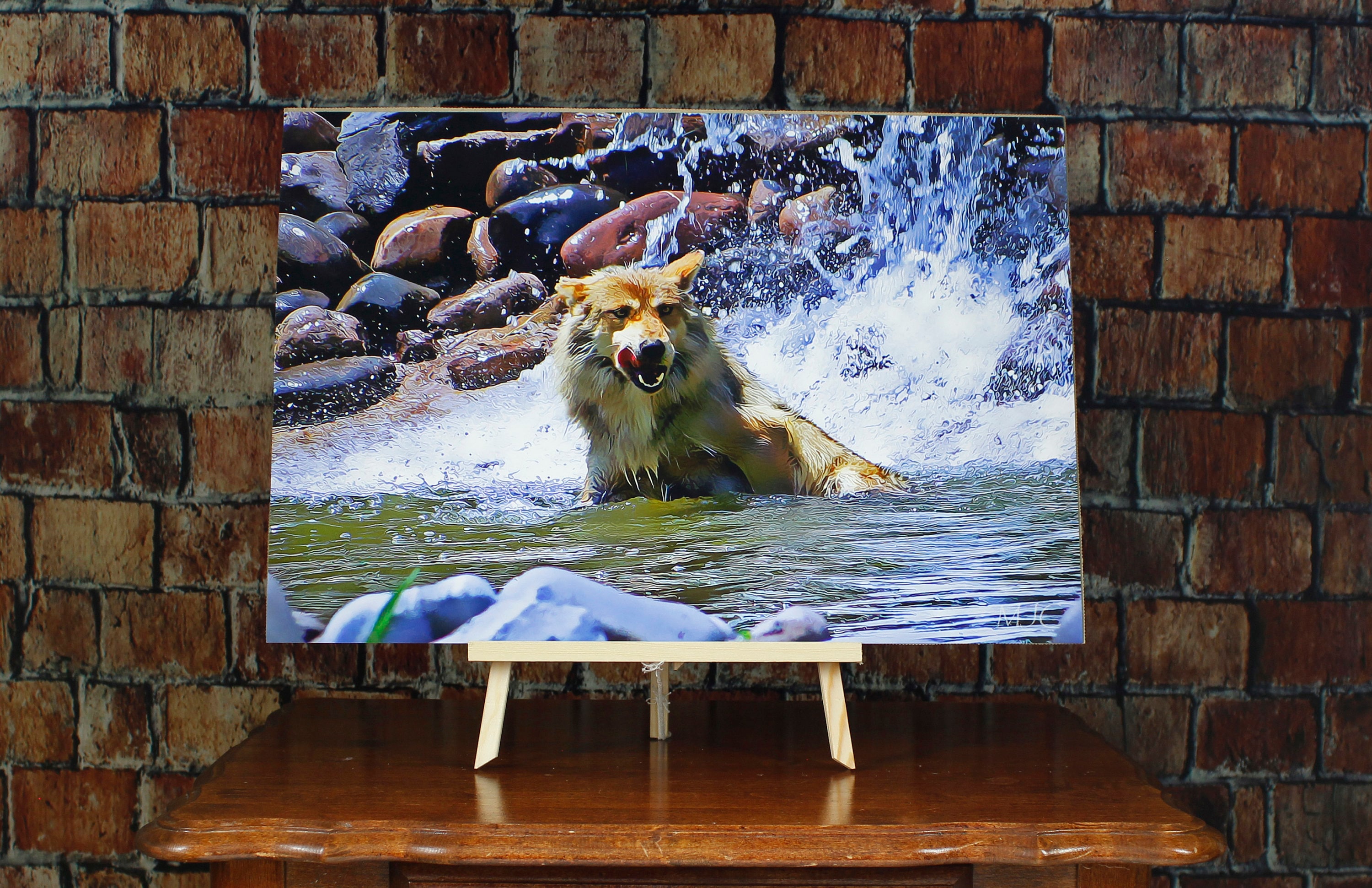 Bathing Wolf | Wolf | Wolves | Water| Wall Hanging | Wall Decor ...