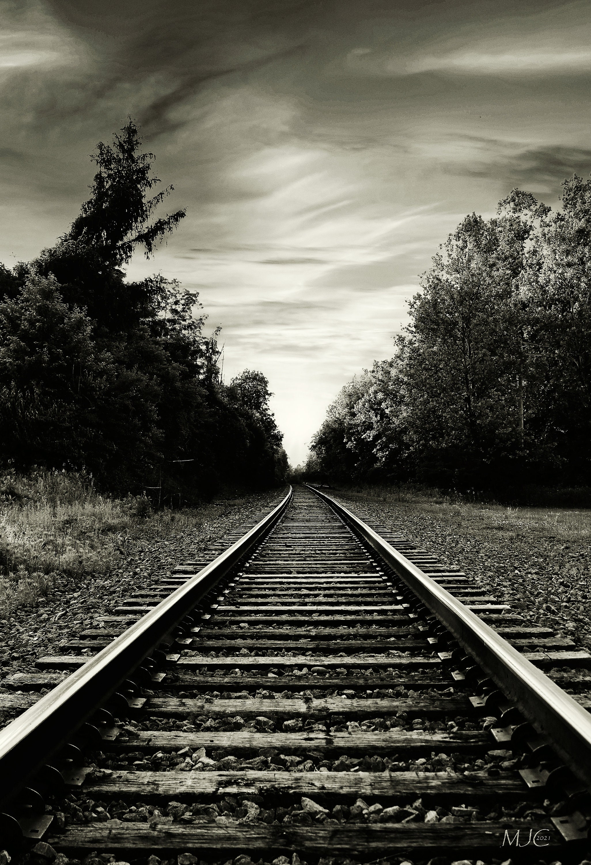 Train Tracks Black And White