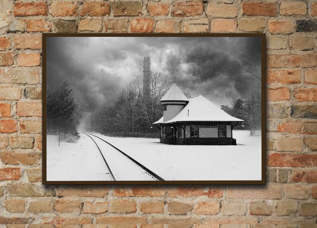 Vintage Train Station in Snow | Railroad Decor | Railroad | Railroad ...