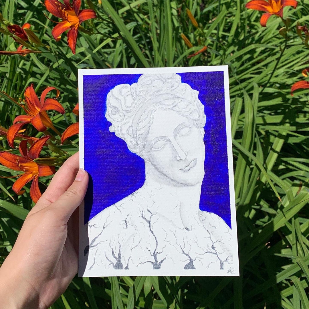 Divine Aphrodite Marble Bust Painting - Venus Original Acrylic and ...