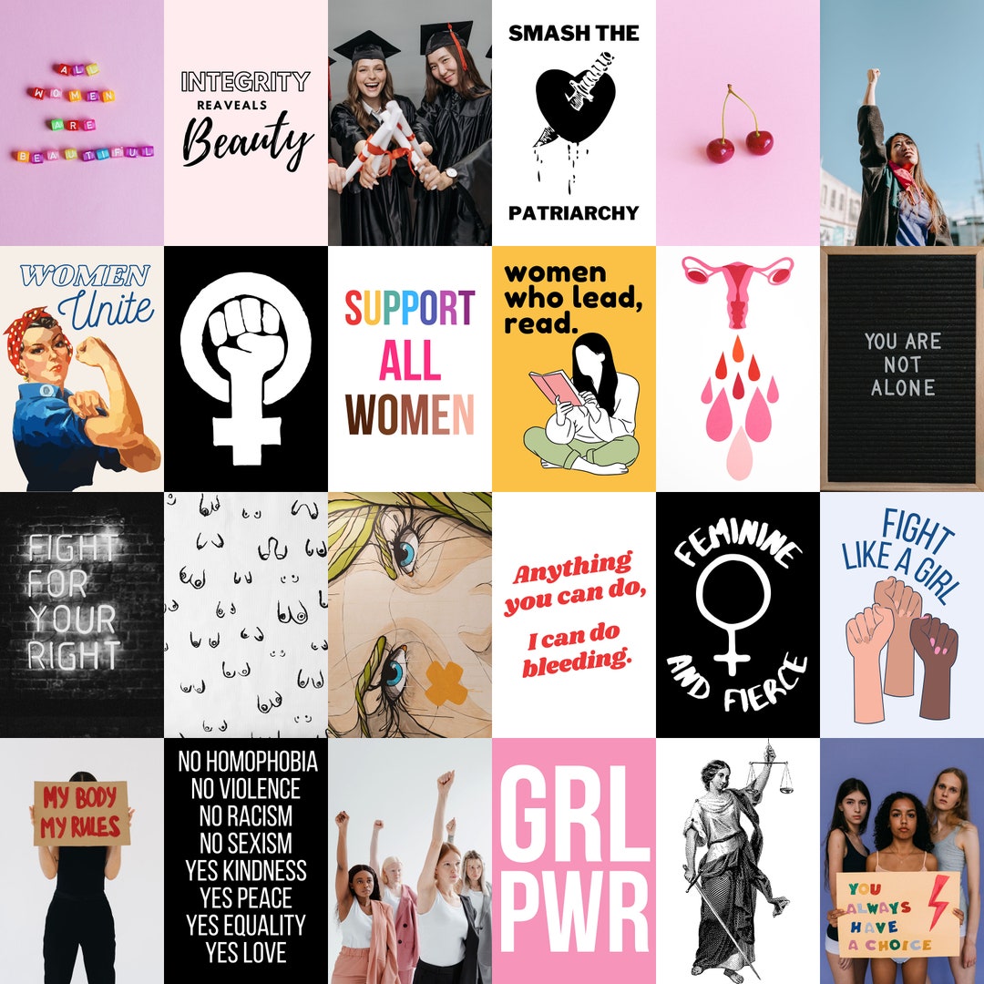 Girl Power Photo Collage Kit 50 PCS, Feminism Aesthetic Wall Collage ...