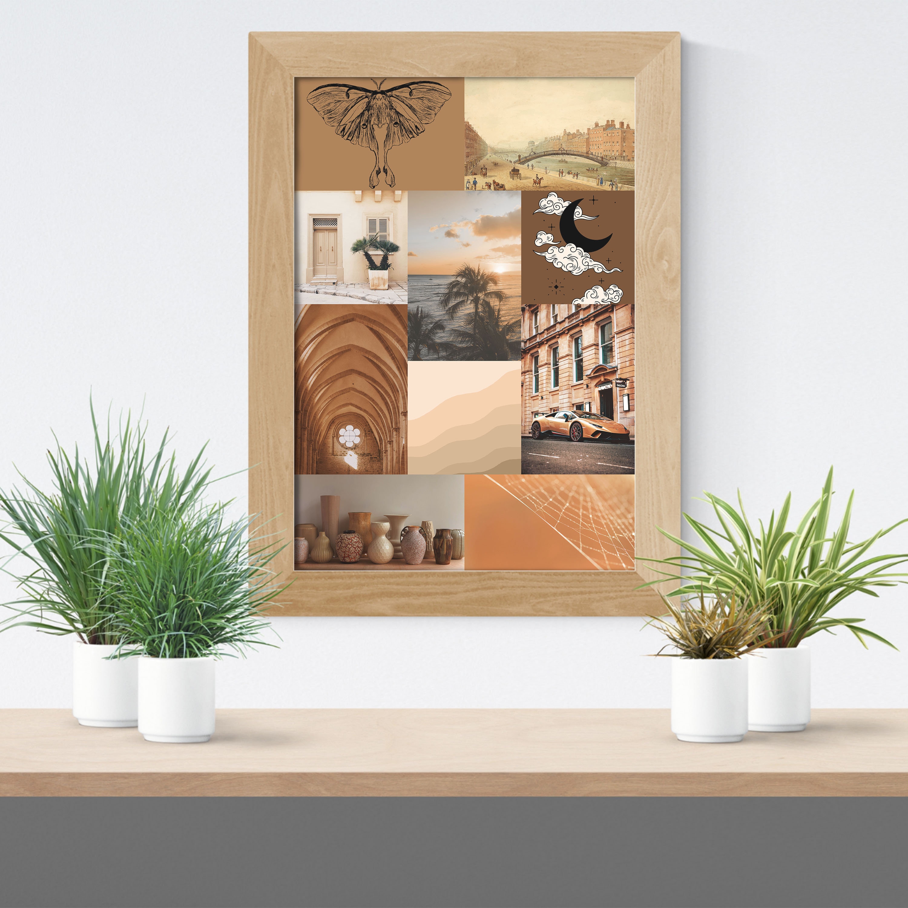 Photo Collage Kit 108 Pcs Beige Aesthetic, Brown and Cream Wall Collage ...