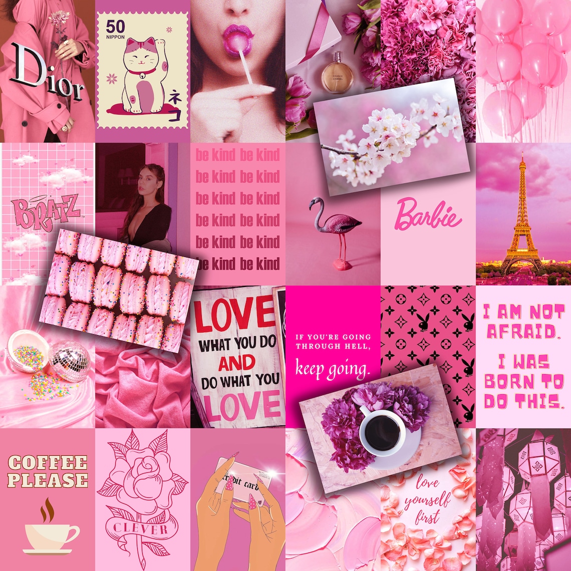 Photo Collage Kit Pink Aesthetic 108 Pcs Wall Collage Set, Collage Kit ...