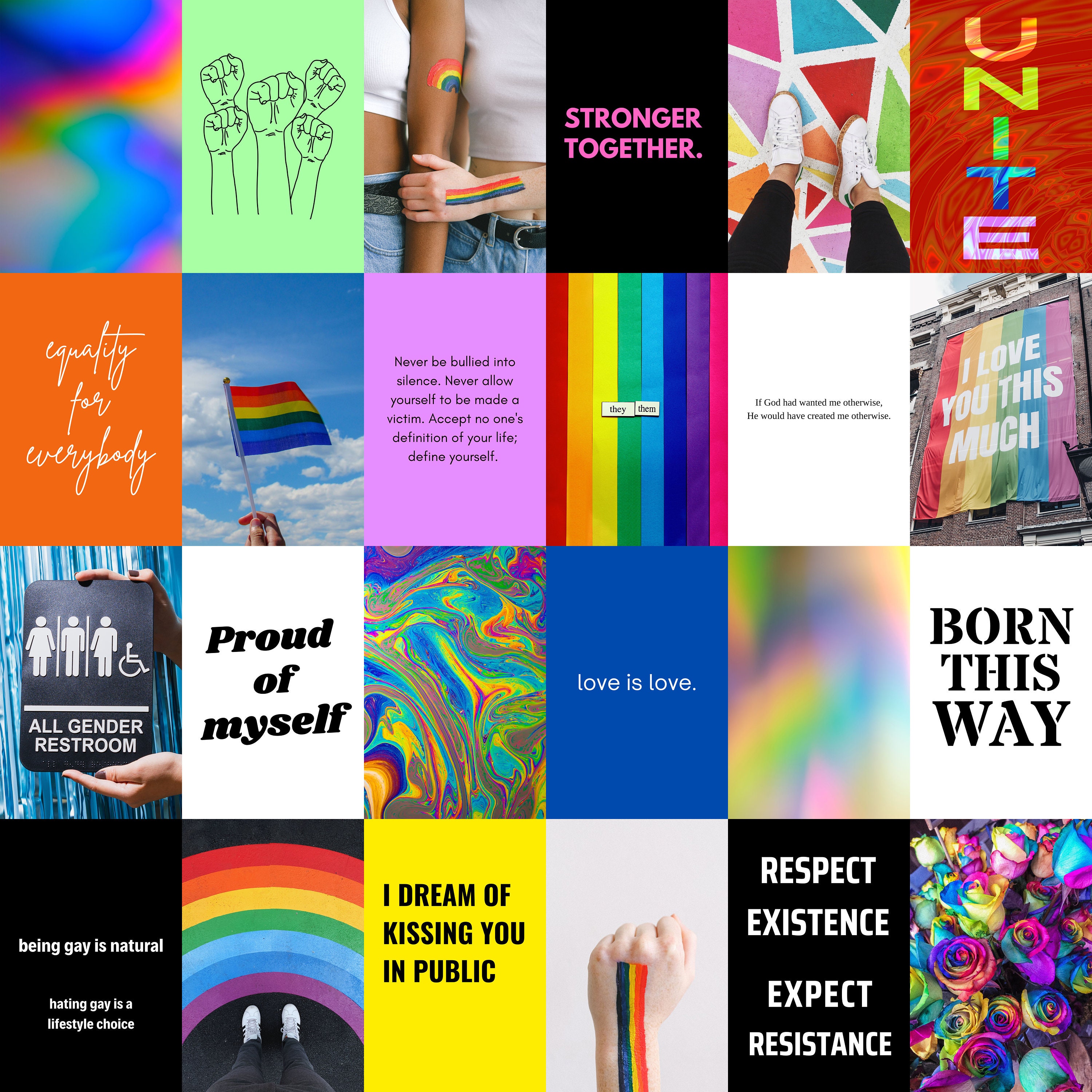LGBTQ+ Photo Collage Kit 50 Pcs, Gay Pride Aesthetic Wall Collage Set ...