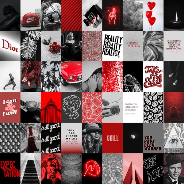Red Wall Collage Kit - Etsy