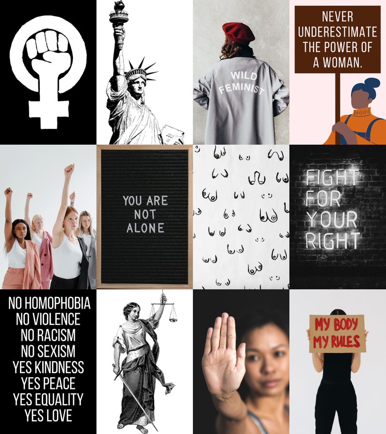 Girl Power Photo Collage Kit 50 PCS, Feminism Aesthetic Wall Collage ...