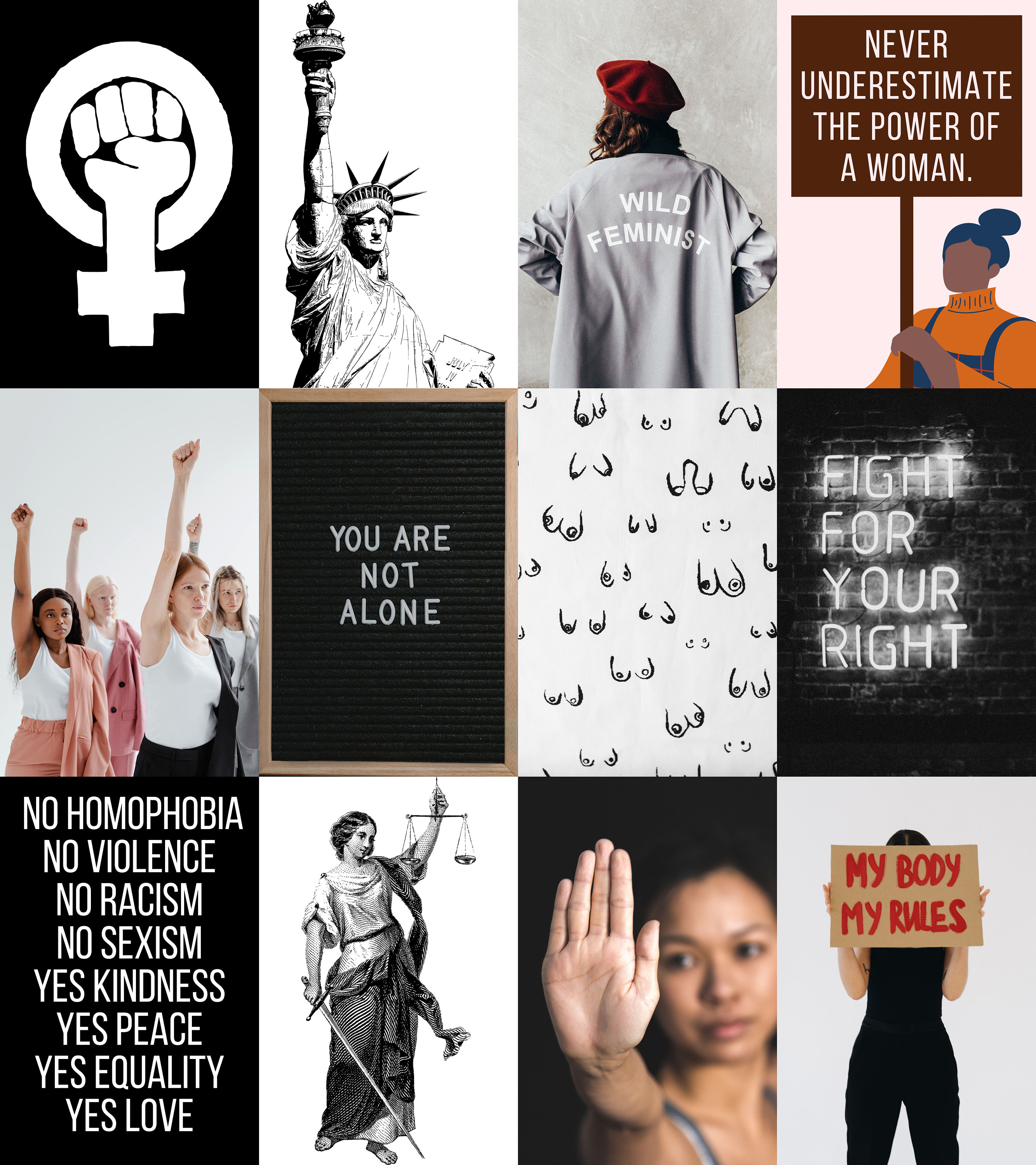 Girl Power Photo Collage Kit 50 Pcs Feminism Aesthetic Wall Etsy Uk