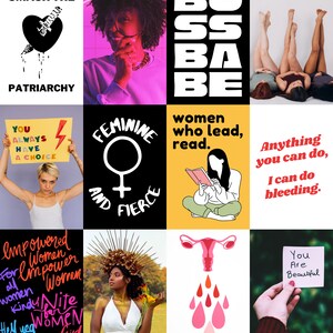 Girl Power Photo Collage Kit 50 PCS, Feminism Aesthetic Wall Collage ...