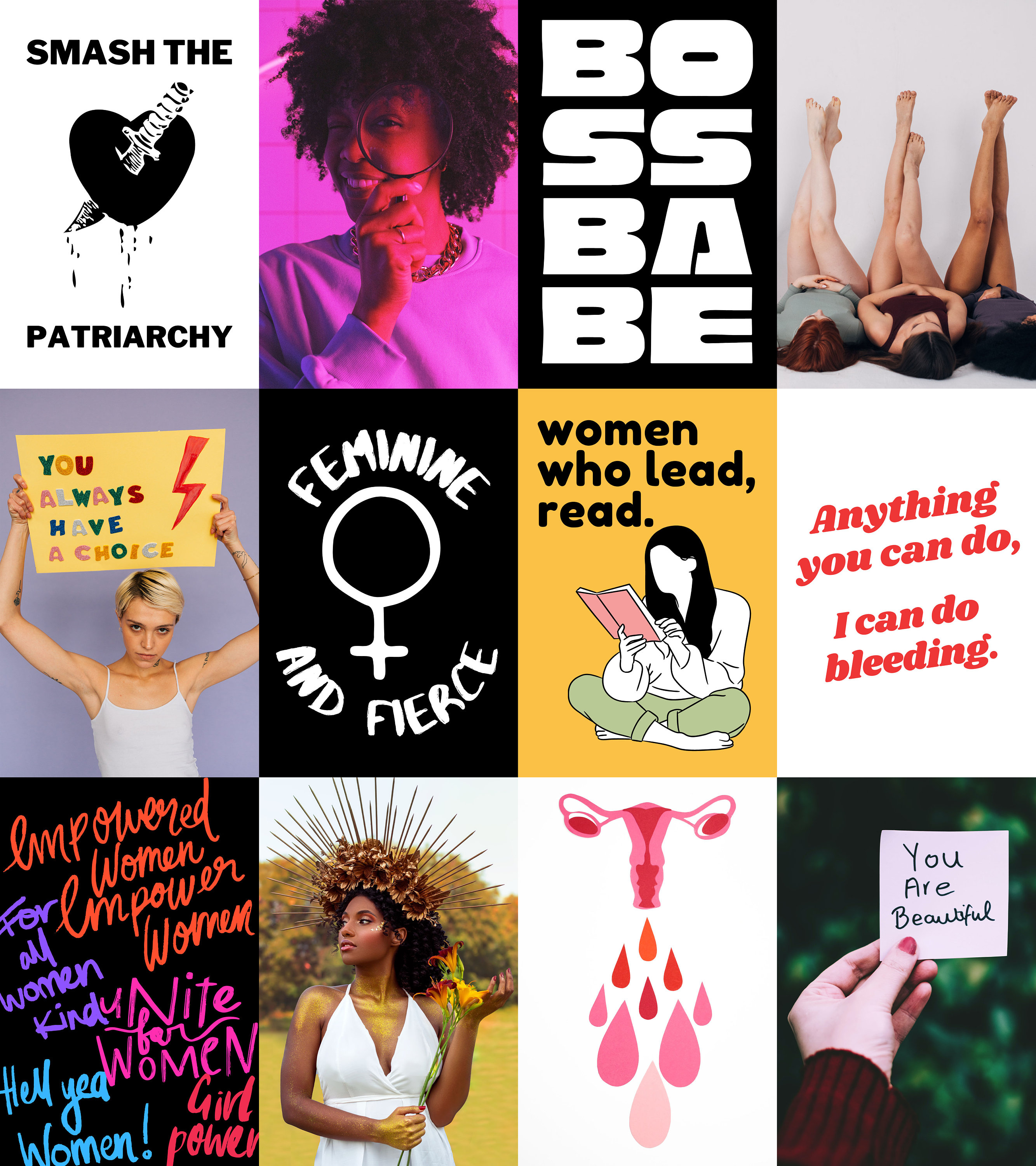 Girl Power Photo Collage Kit 50 PCS, Feminism Aesthetic Wall Collage ...