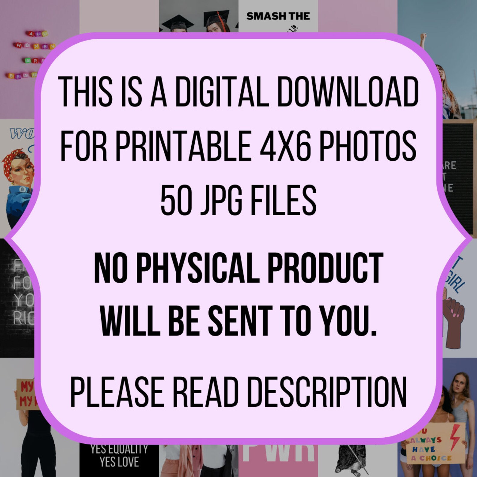 Girl Power Photo Collage Kit 50 PCS, Feminism Aesthetic Wall Collage ...