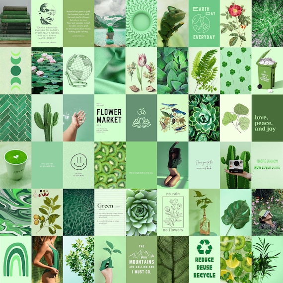 110 Pcs Green Aesthetic Wall Collage Kit Earthy Nature Lover - Etsy