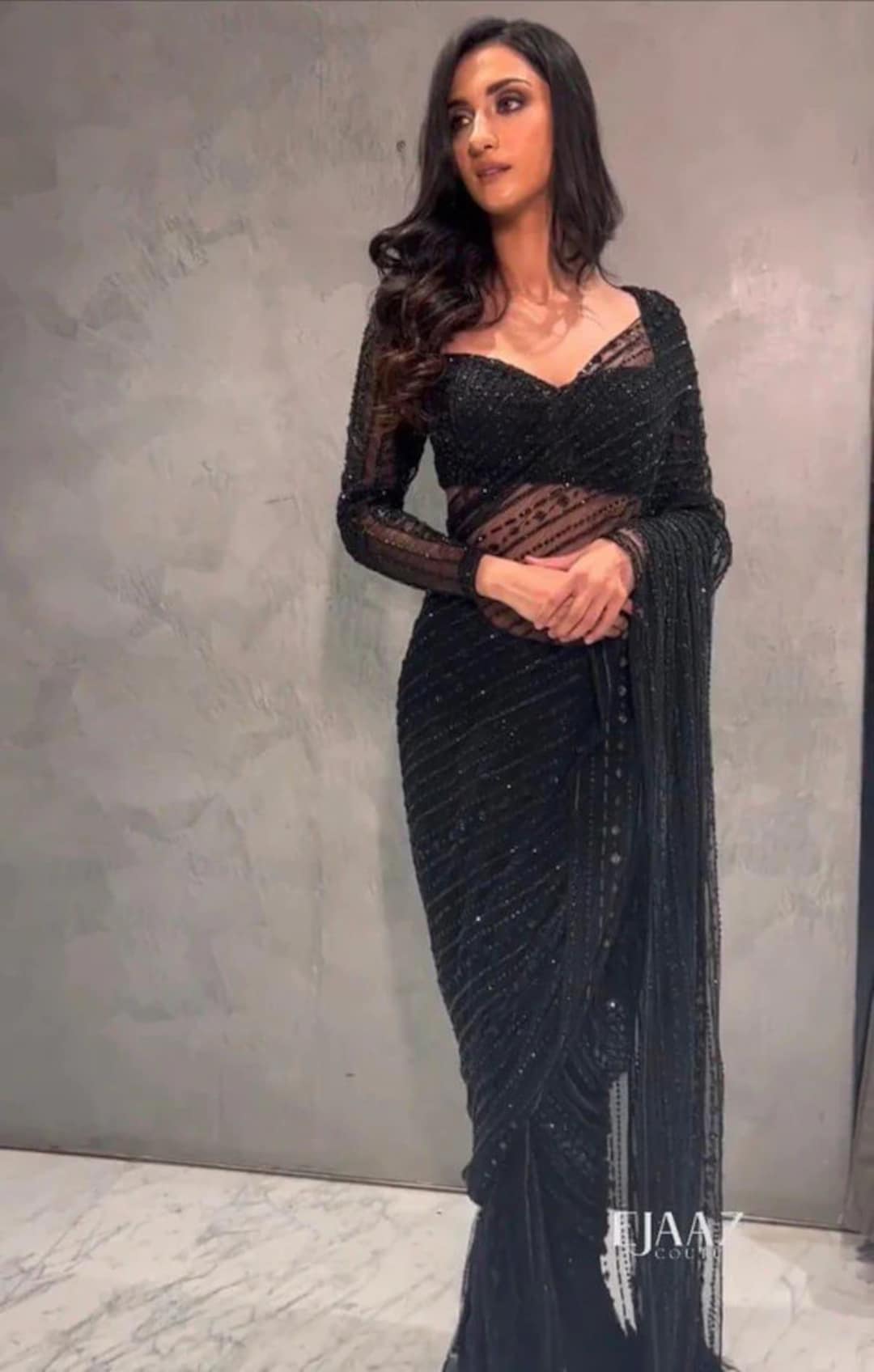 Designer Black Saree for Women Wedding Party Wear Sarees Bridesmaids ...