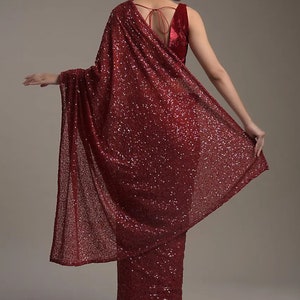 Saree for Women Bollywood Designer Trendy Sequence Sari - Etsy