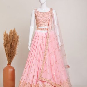 Baby Pink Lehenga Choli for Women Traditional Wedding Party Wear Lengha ...