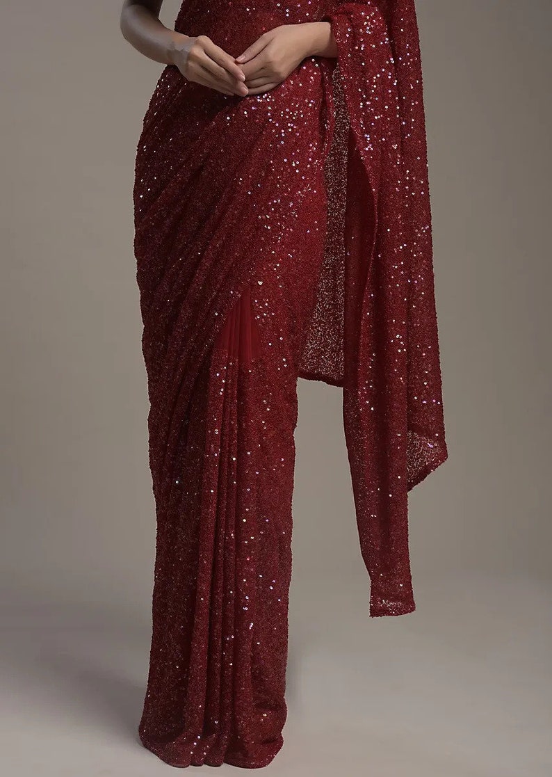 Saree for Women Bollywood Designer Trendy Sequence Sari - Etsy