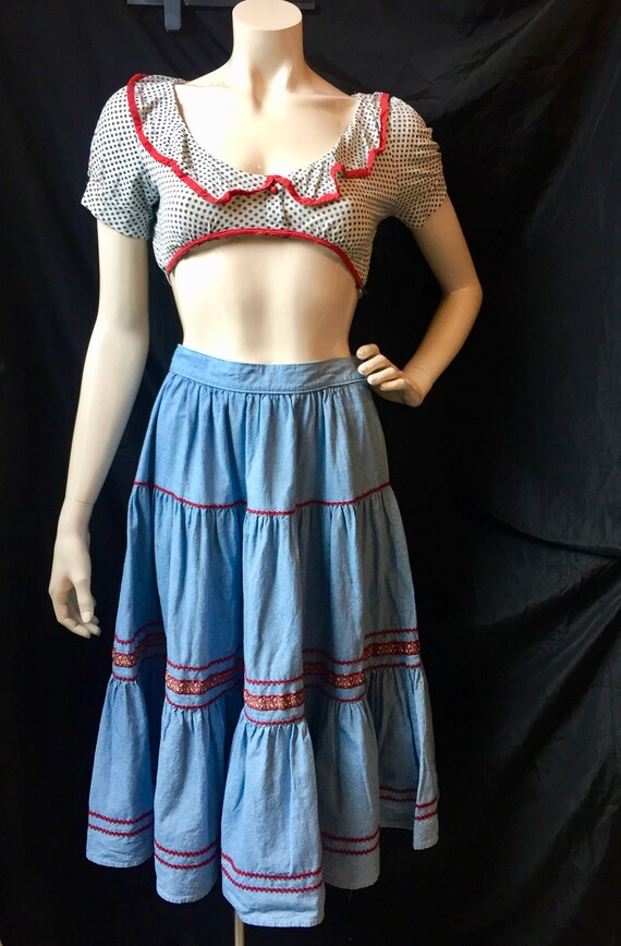 Gorgeous vintage denim cowgirl western square dancing… - Gem