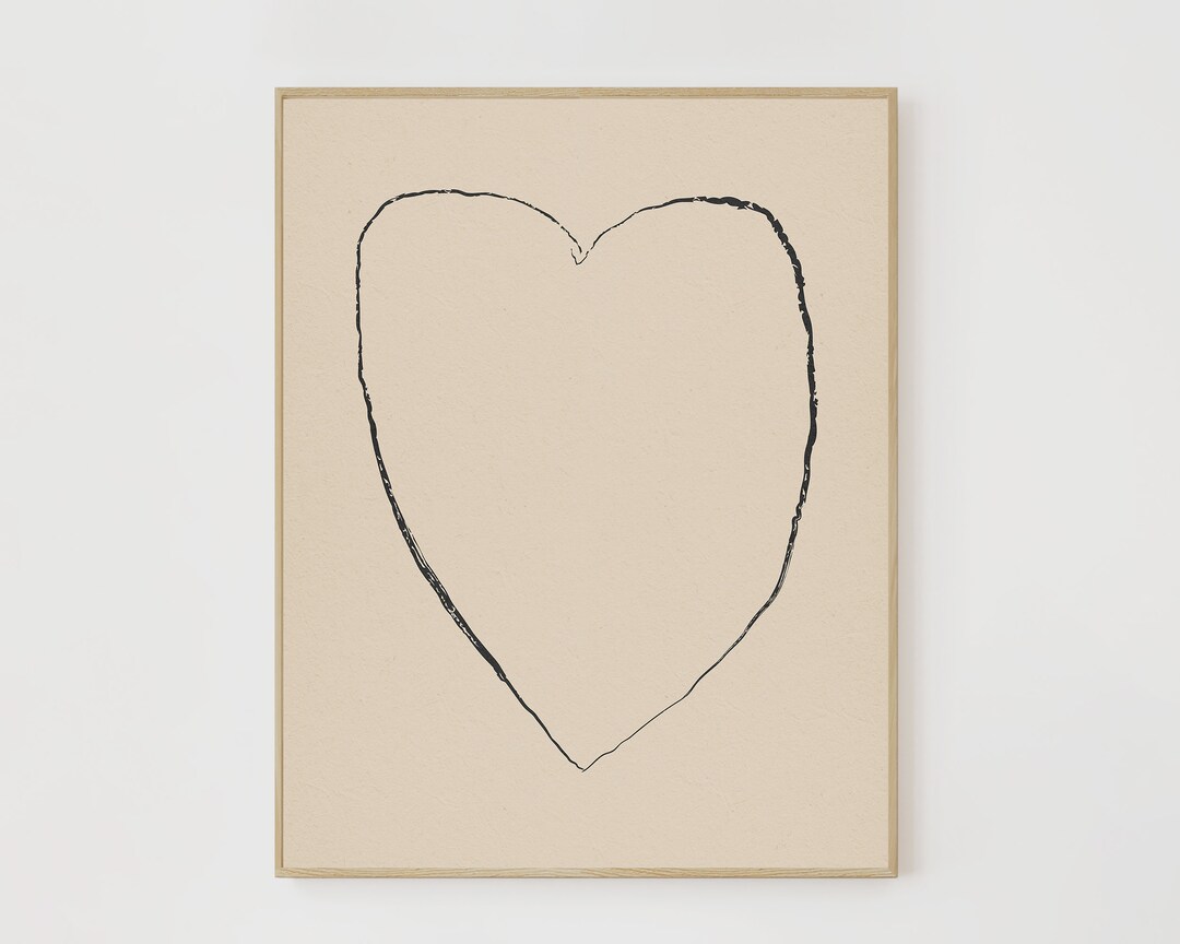 Fine Line Heart Print Abstract Heart Drawingmodern Simple - Etsy