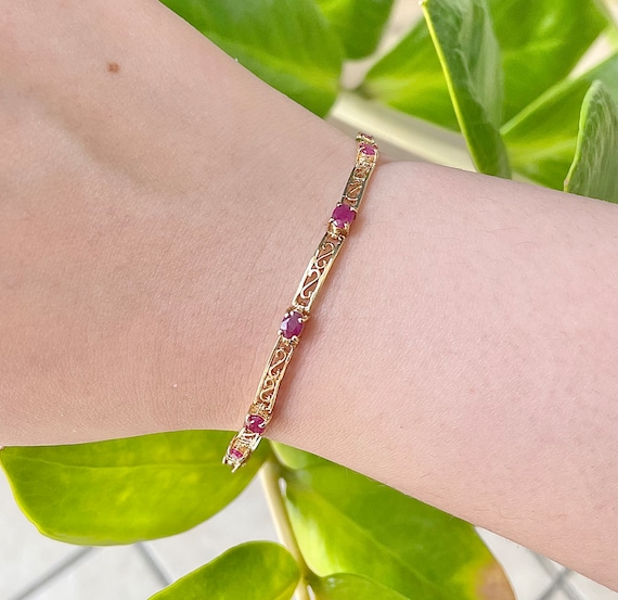 14k Yellow Gold Ruby Bracelet - Gem