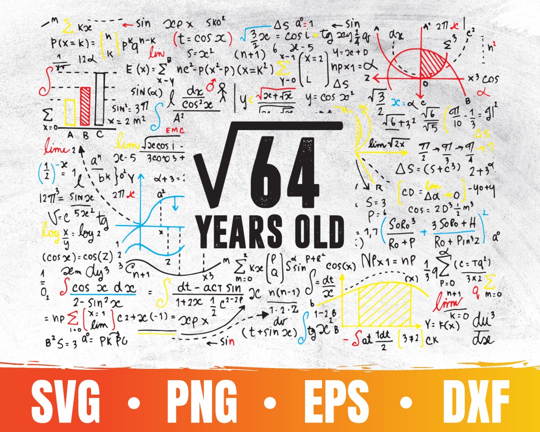 Square Root of 64 | 8th Birthday Svg | 8 Years Old Png | Birthday Party ...