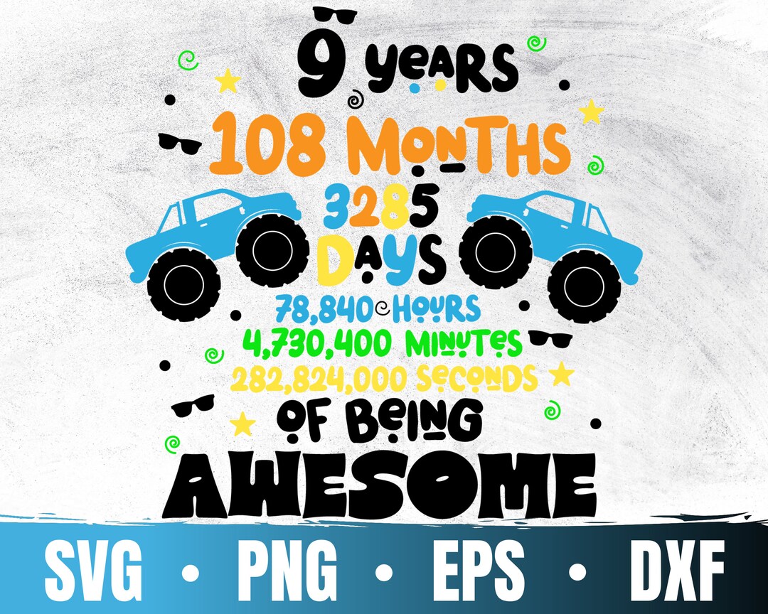 Boy Birthday SVG | 9 Years Old Boy Birthday Party Cricut File | Happy ...