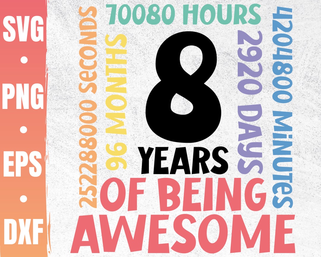 8th Birthday Svg | 8 Years Old Birthday Party Cricut File | Happy 8th ...