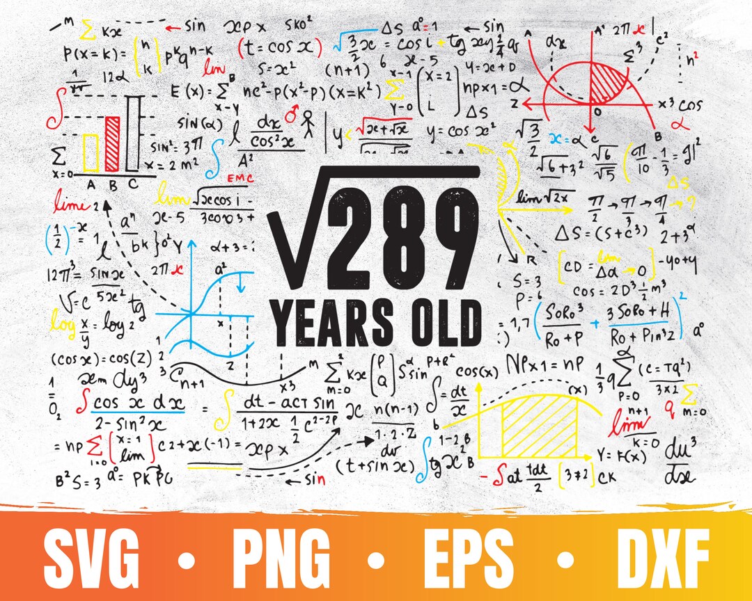 Square Root of 289 | 17th Birthday Svg | 17 Years Old Png | Birthday ...