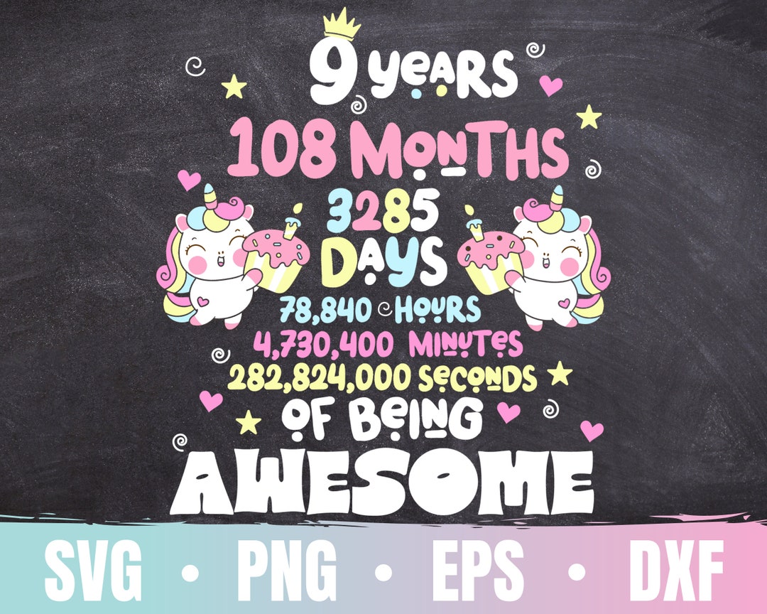 Girl Birthday SVG | 9 Years Old Girl Birthday Party Cricut File | Happy ...