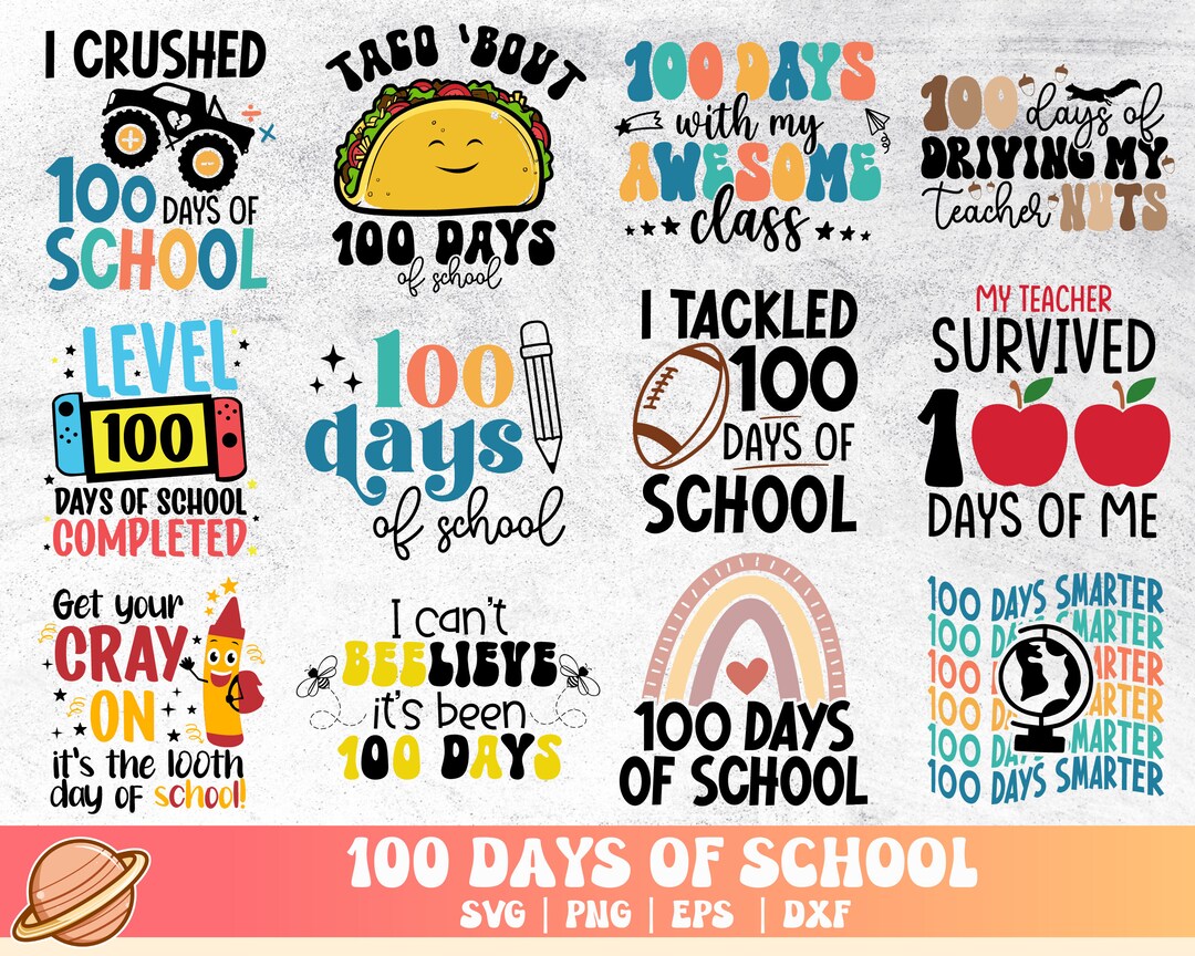 100th Day of School Svg Bundle 100 Days of School Teacher Appreciation ...