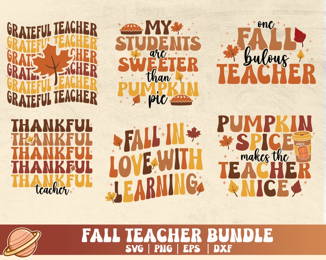 Fall Teacher Svg Bundle Svg Thanksgiving Teacher Png - Etsy