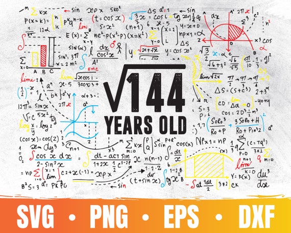 Square Root of 144 12th Birthday Svg 12 Years Old Png | Etsy