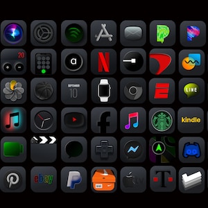 IPhone 15 Ios 17 Dark Mode Icons Pack - Etsy Canada